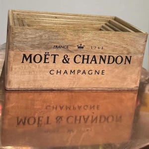 Storage Wooden Boxes Moët & Chandon Champagne Crates Natural Finish - Etsy