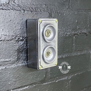 Double 2 Gang Solid Cast Metal Conduit Light Switch Industrial 2 Way BS EN Vintage Crabtree ...