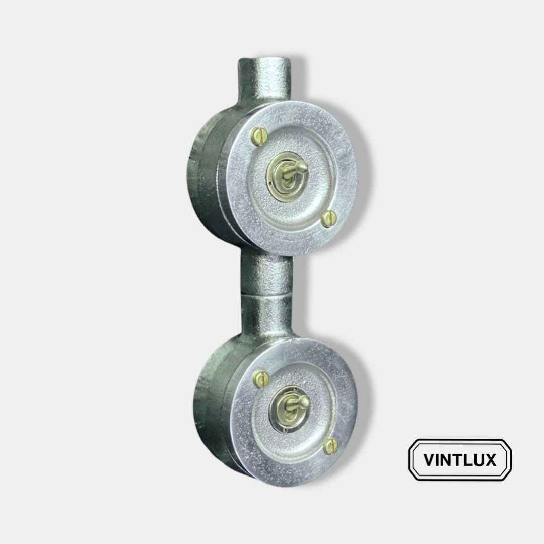Double Gang Solid Cast Conduit Metal Light Switch Industrial 2 - Etsy