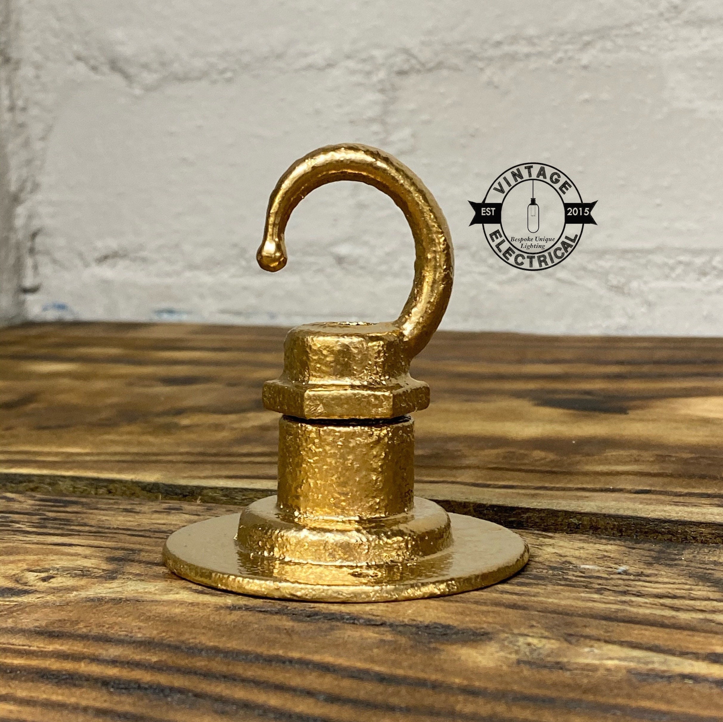 Holkham ~ Solid Industrial Hook | Ceiling Hanging Light | Vintage Brass Copper Black White Metal ...