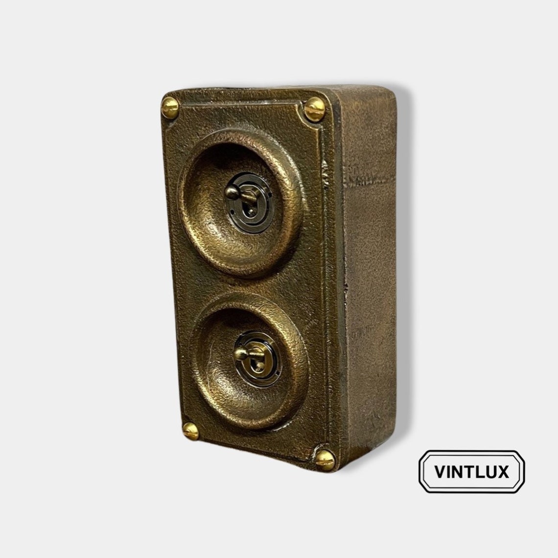 Double 2 Gang Solid Cast Bronze Metal Light Switch Industrial - Etsy