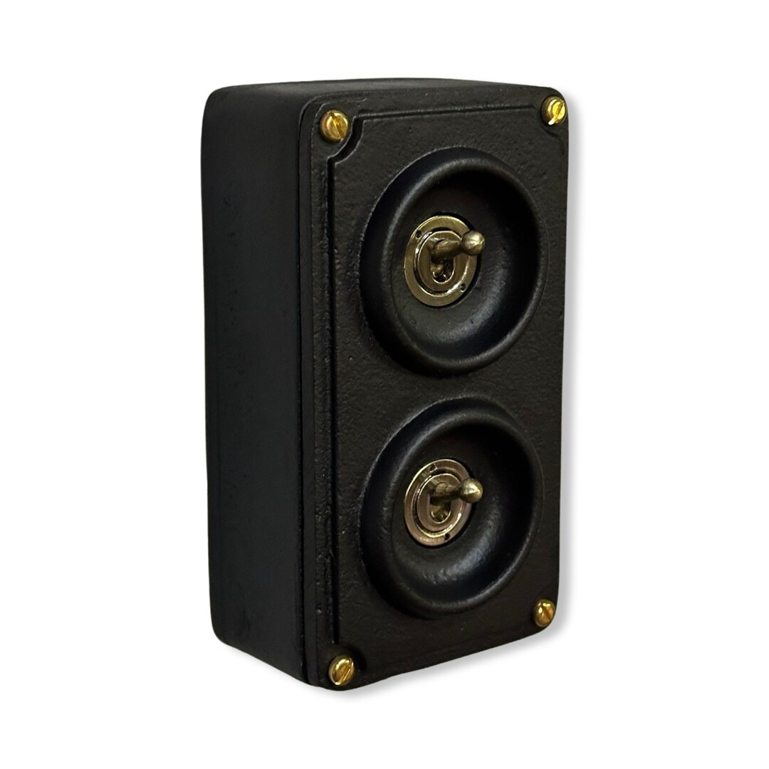 Double 2 Gang 2 Way Black Surface Mounting Conduit Light Switch ...