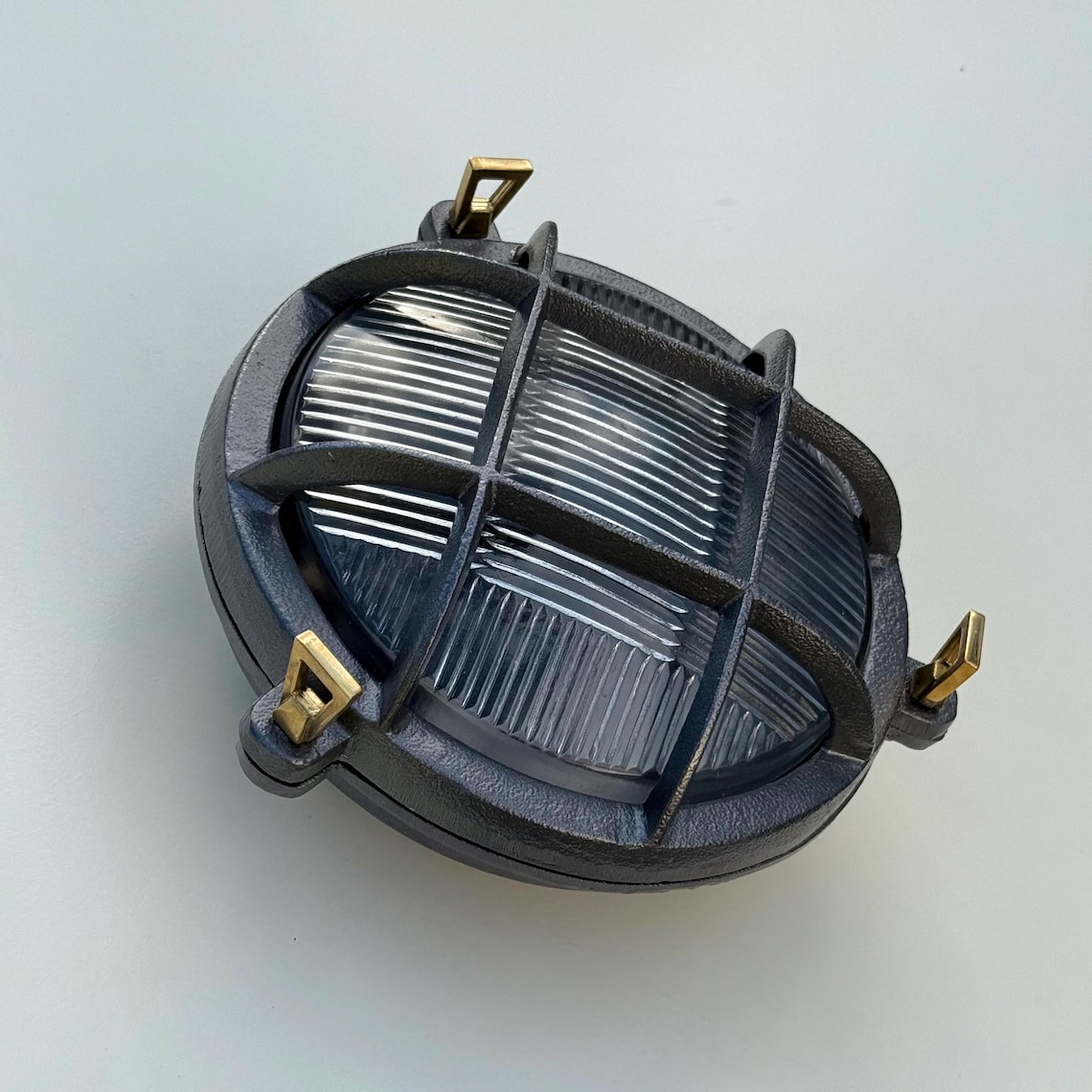 Wroxham ~ Cast Pewter Caged Nautical Bulkhead Wall Light Industrial ...
