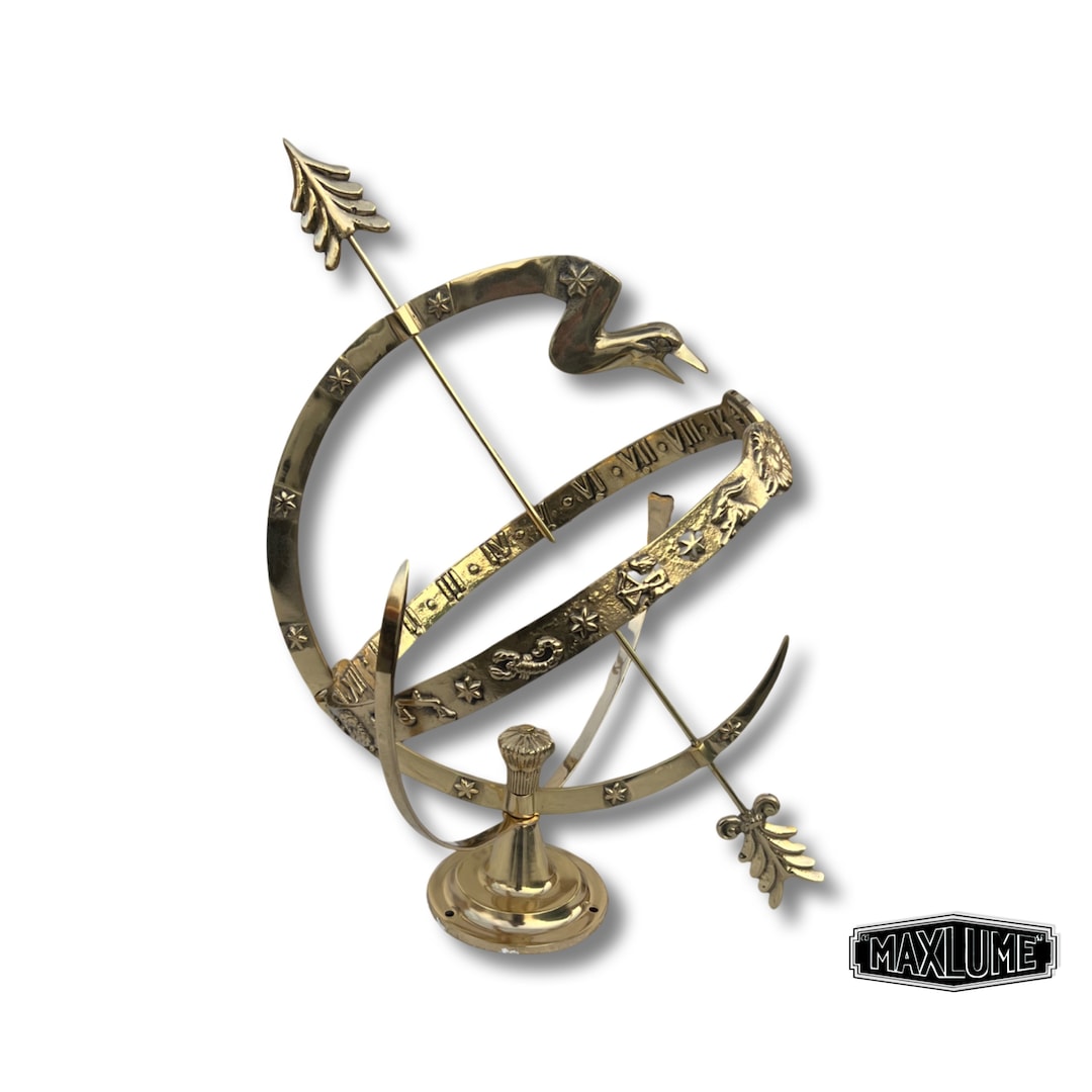 XL Armillary Sphere Sundial Solid Brass and Sculpture Polished Brass ...