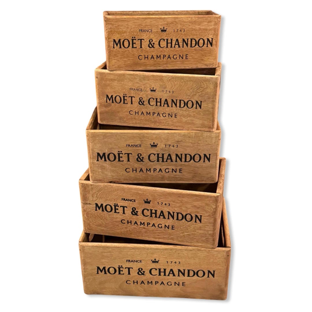 Storage Wooden Boxes Moët & Chandon Champagne Crates Natural Finish - Etsy