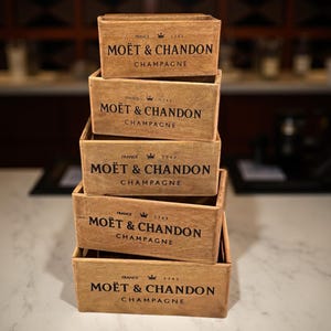 Storage Wooden Boxes Moët & Chandon Champagne Crates Natural Finish ...