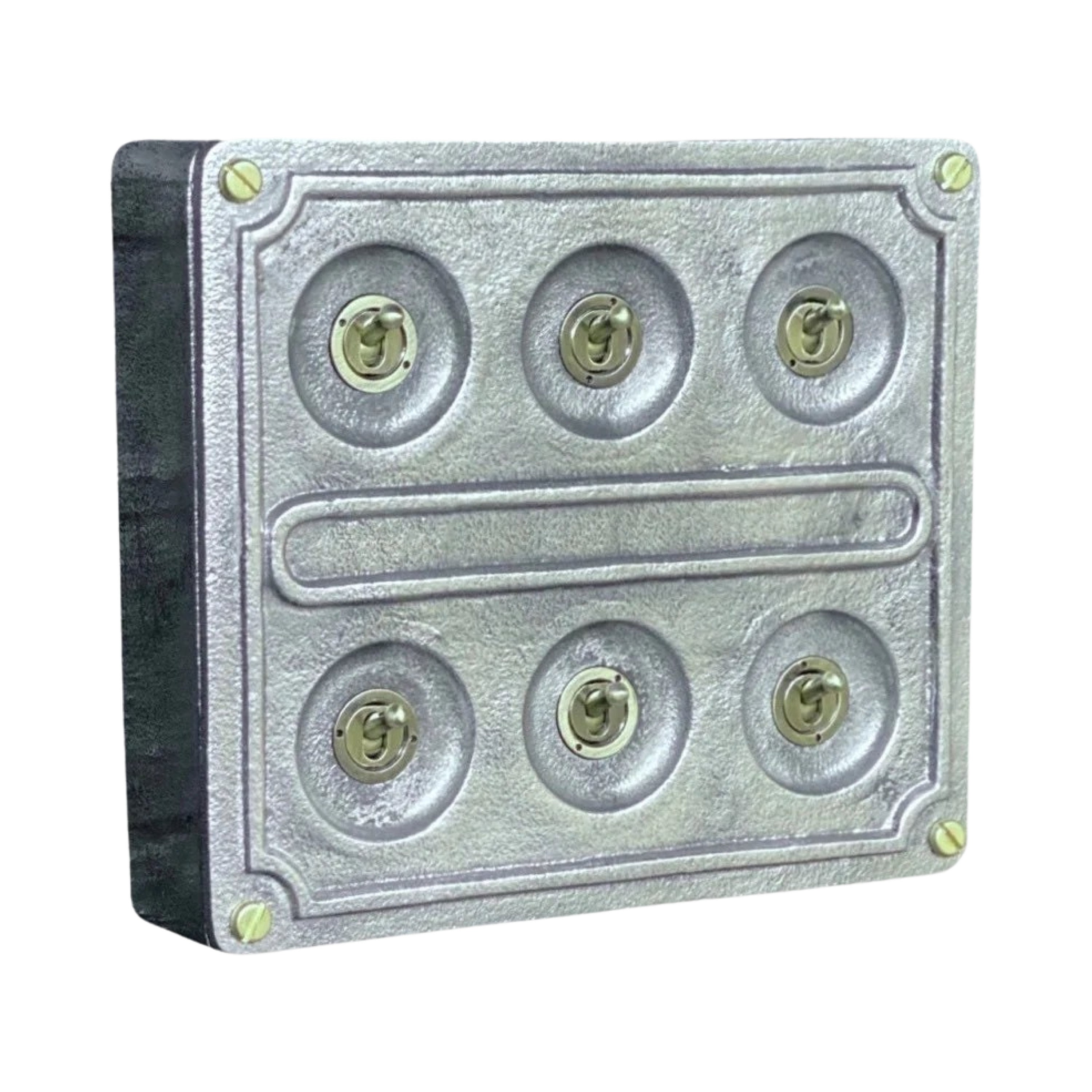 6 Gang 2 Way Solid Cast Metal Conduit Light Switch Industrial - BS EN ...