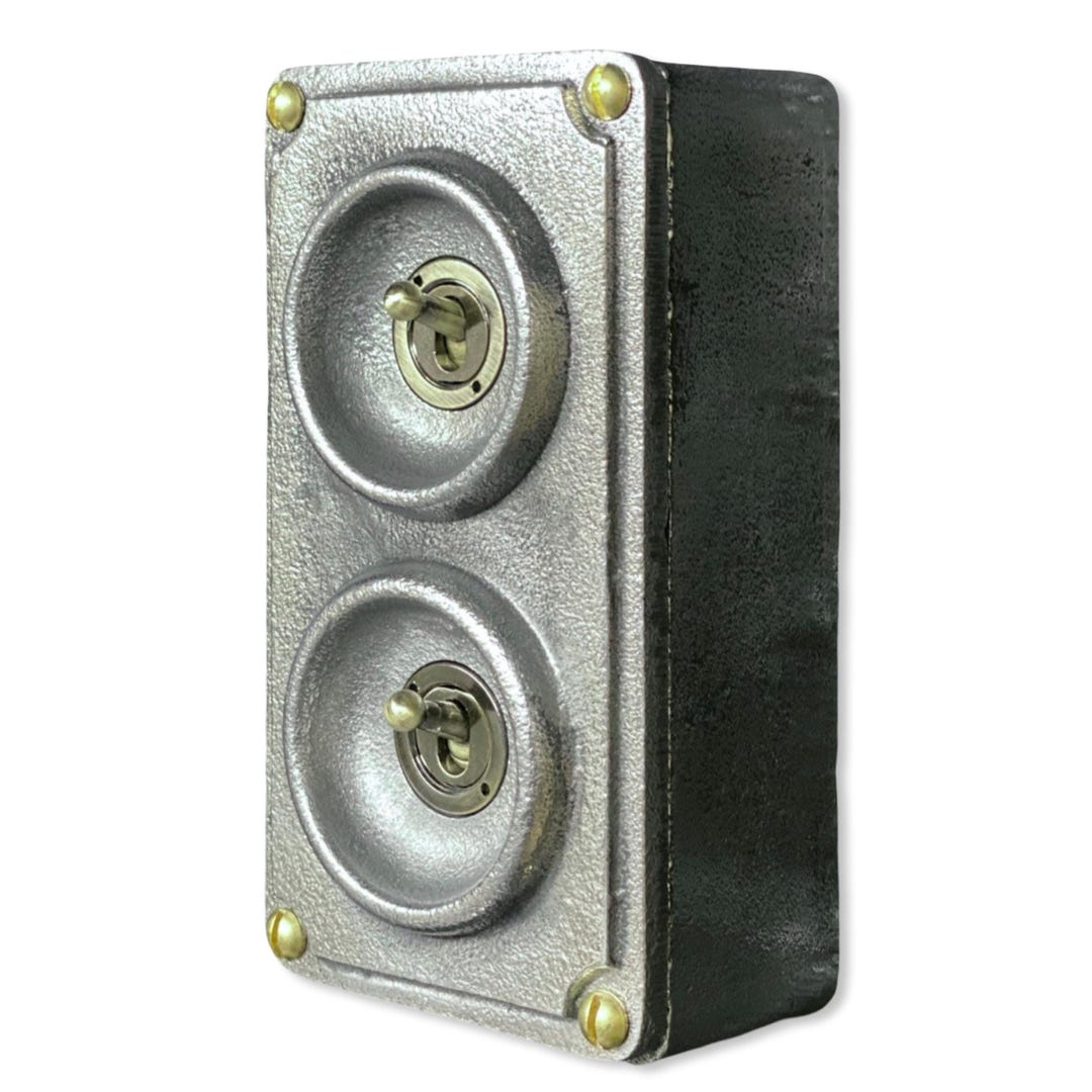 Double 2 Gang Solid Cast Metal Conduit Light Switch Industrial 2 Way ...