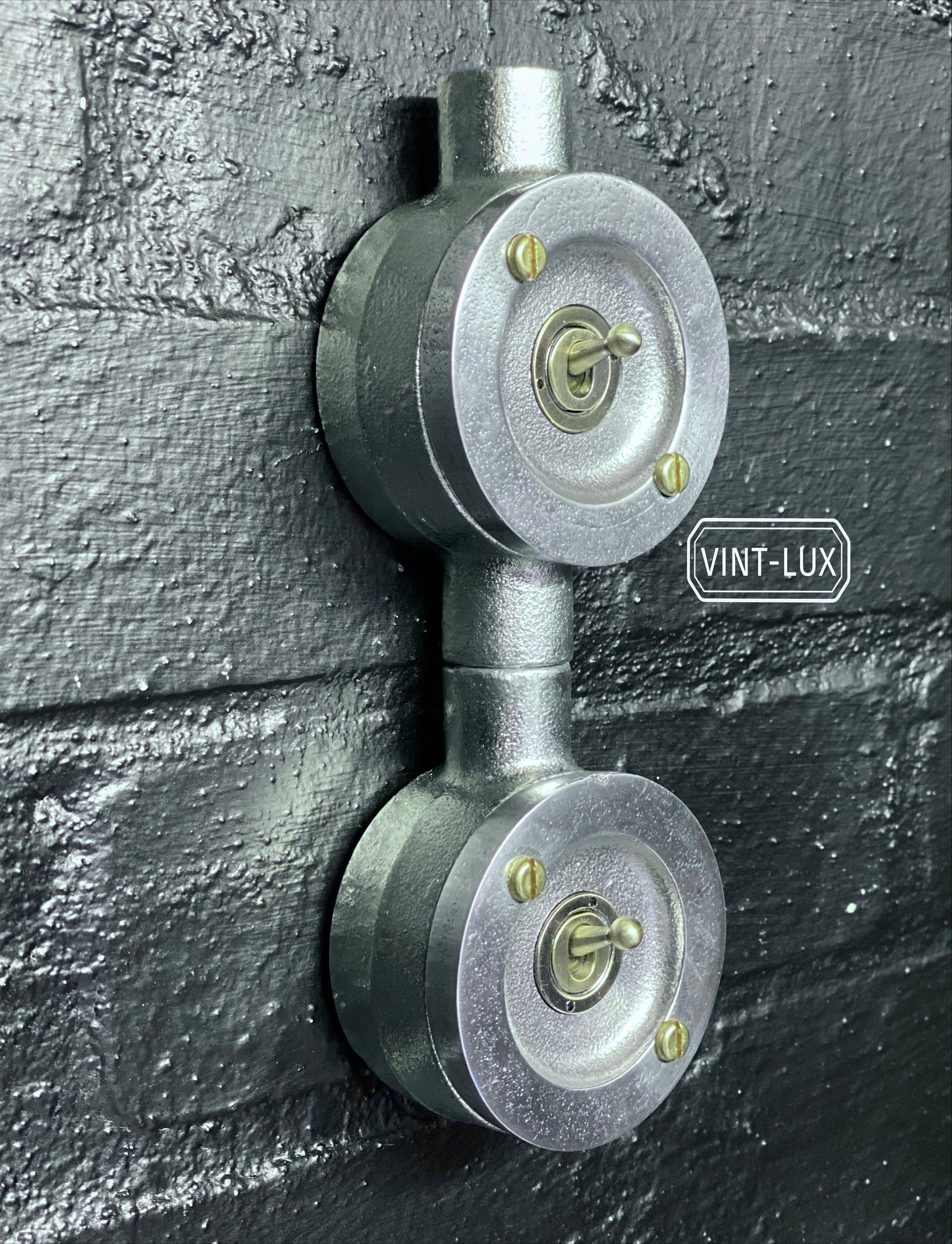 Double Gang Solid Cast Conduit Metal Light Switch Industrial 2 | Etsy