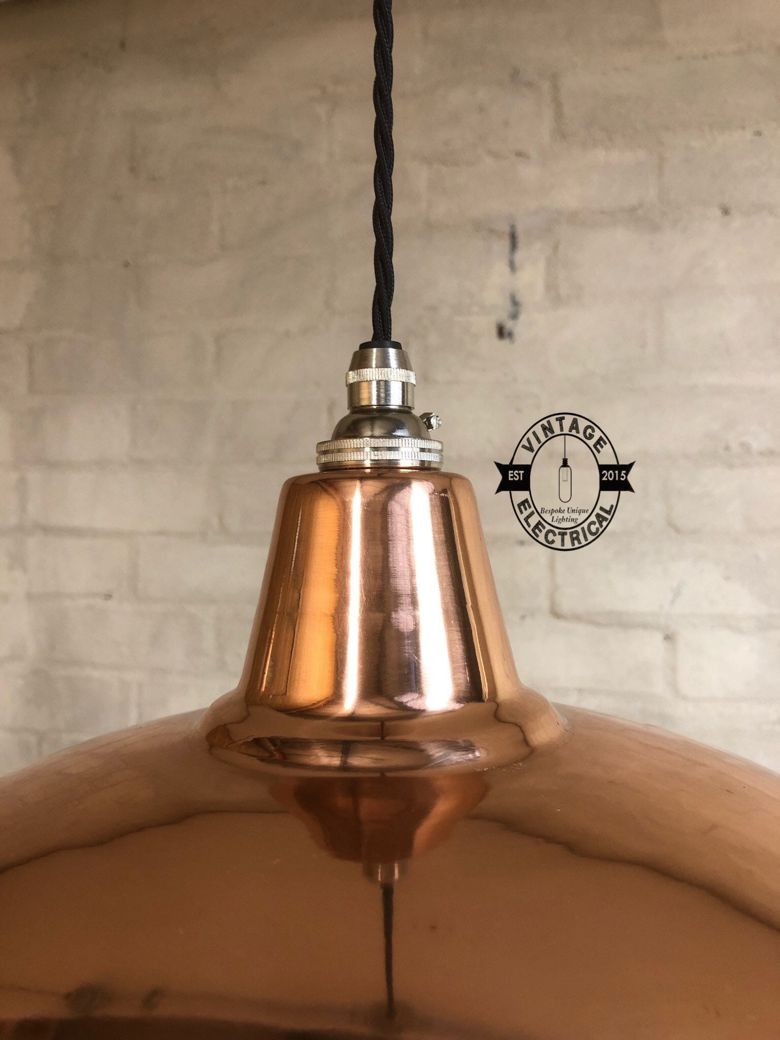 Sedgeford ~ 2 x Solid Copper Industrial Shade Pendant Set Light ...