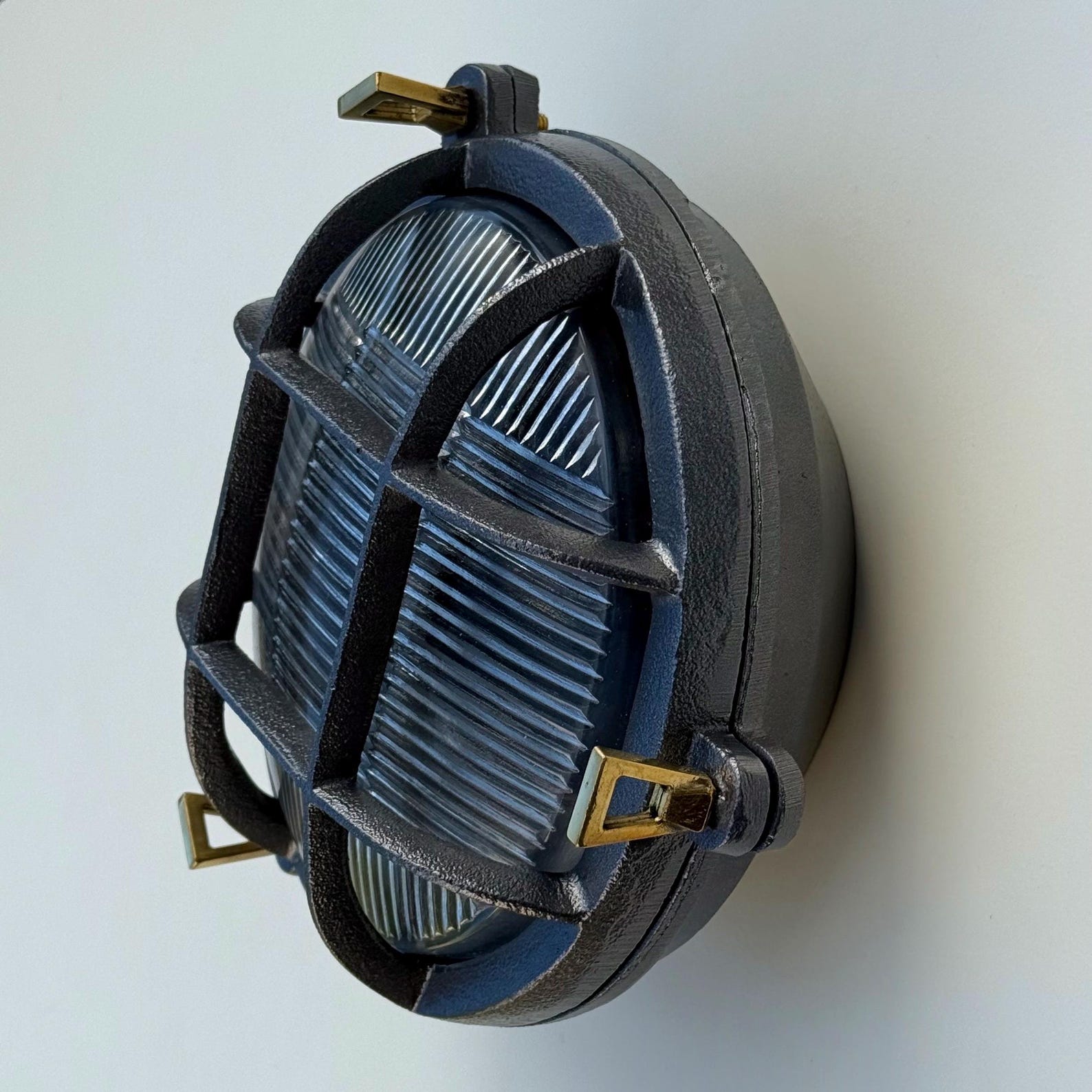 Wroxham ~ Cast Pewter Caged Nautical Bulkhead Wall Light Industrial ...