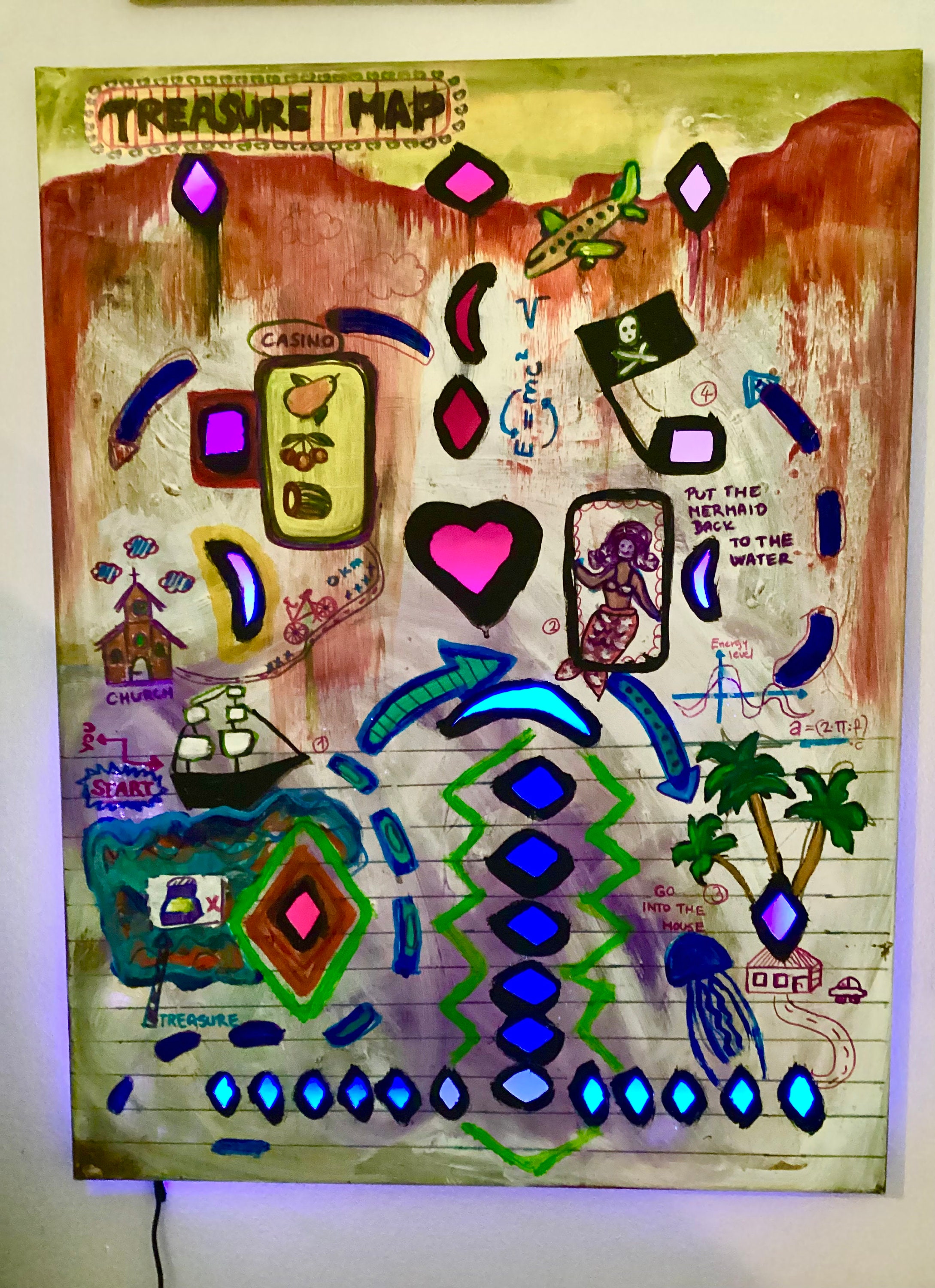 Treasure Map Painting With Lightening - Etsy