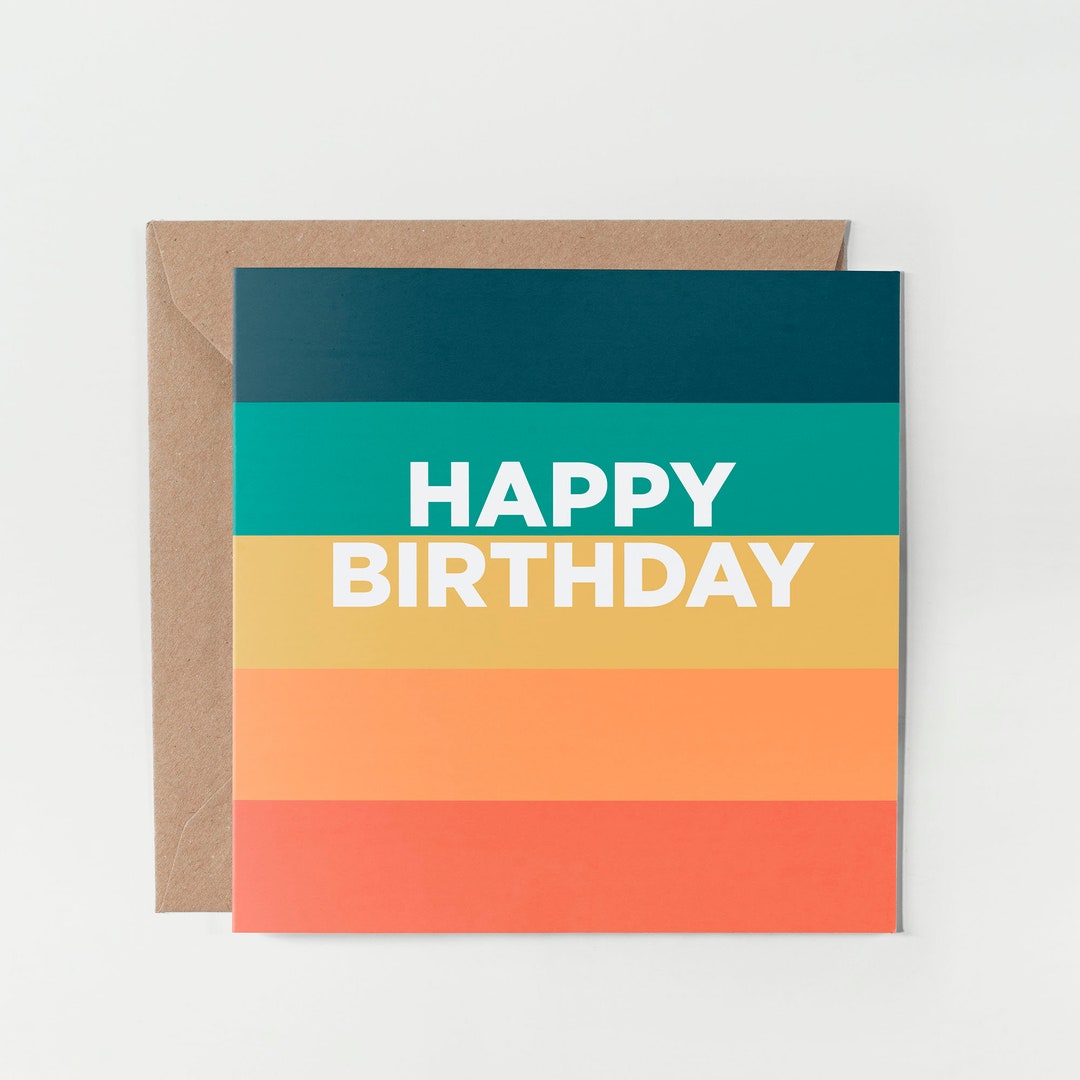 Happy Birthday Card - Happy Birthday Stripe, Tropical Stripe Design ...