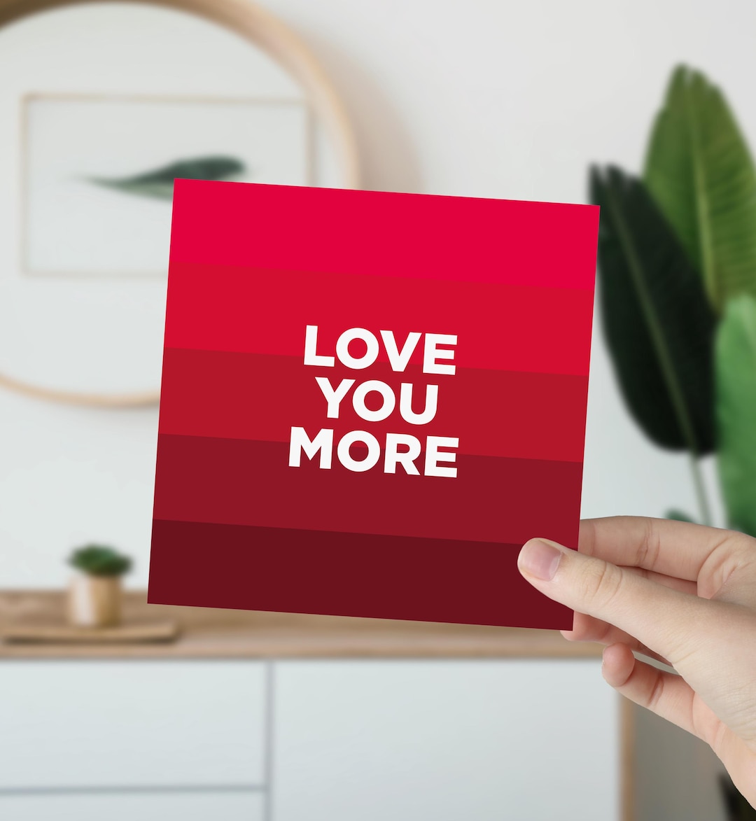Love You More Valentine's Day Card: Simple Stripe Design With Kraft ...