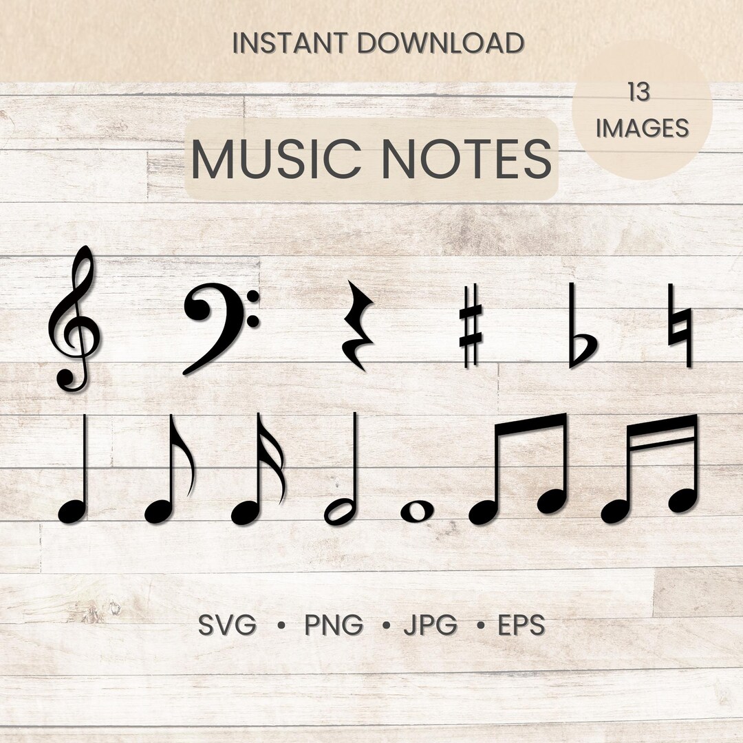 13 Music Notes & Symbols SVG Clipart Bundle | Cricut Silhouette Cut ...
