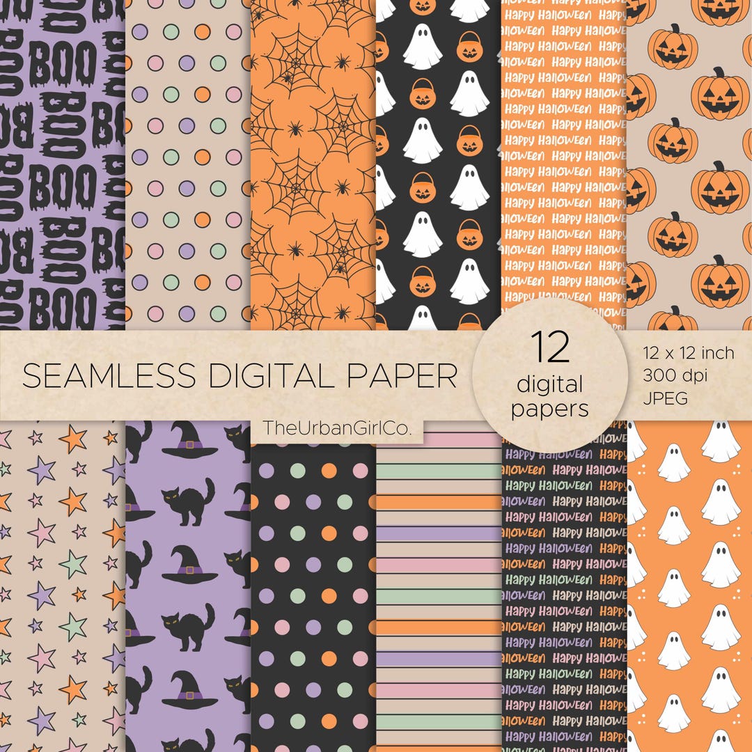 Halloween Digital Paper Pack | Trick or Treat Seamless Scrapbook Bundle ...