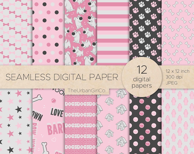 Dog Scrapbook Paper Pack | Seamless Digital Patterns for DIY ...