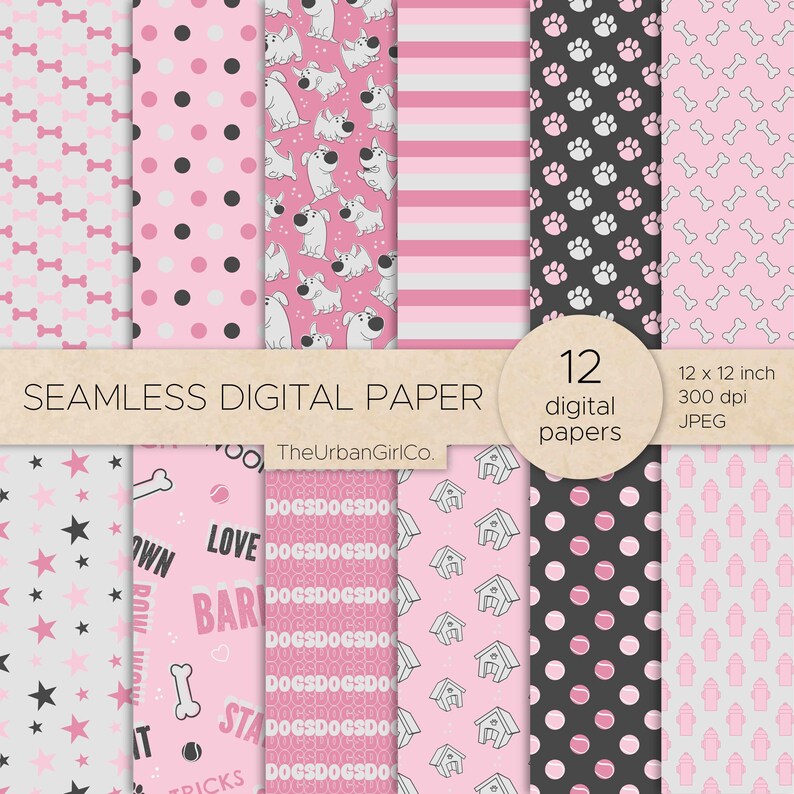Dog Scrapbook Paper Pack | Seamless Digital Patterns for DIY ...