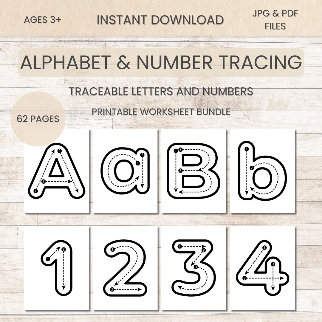Large Letter & Number Tracing Worksheets Pre-school Homeschool ...