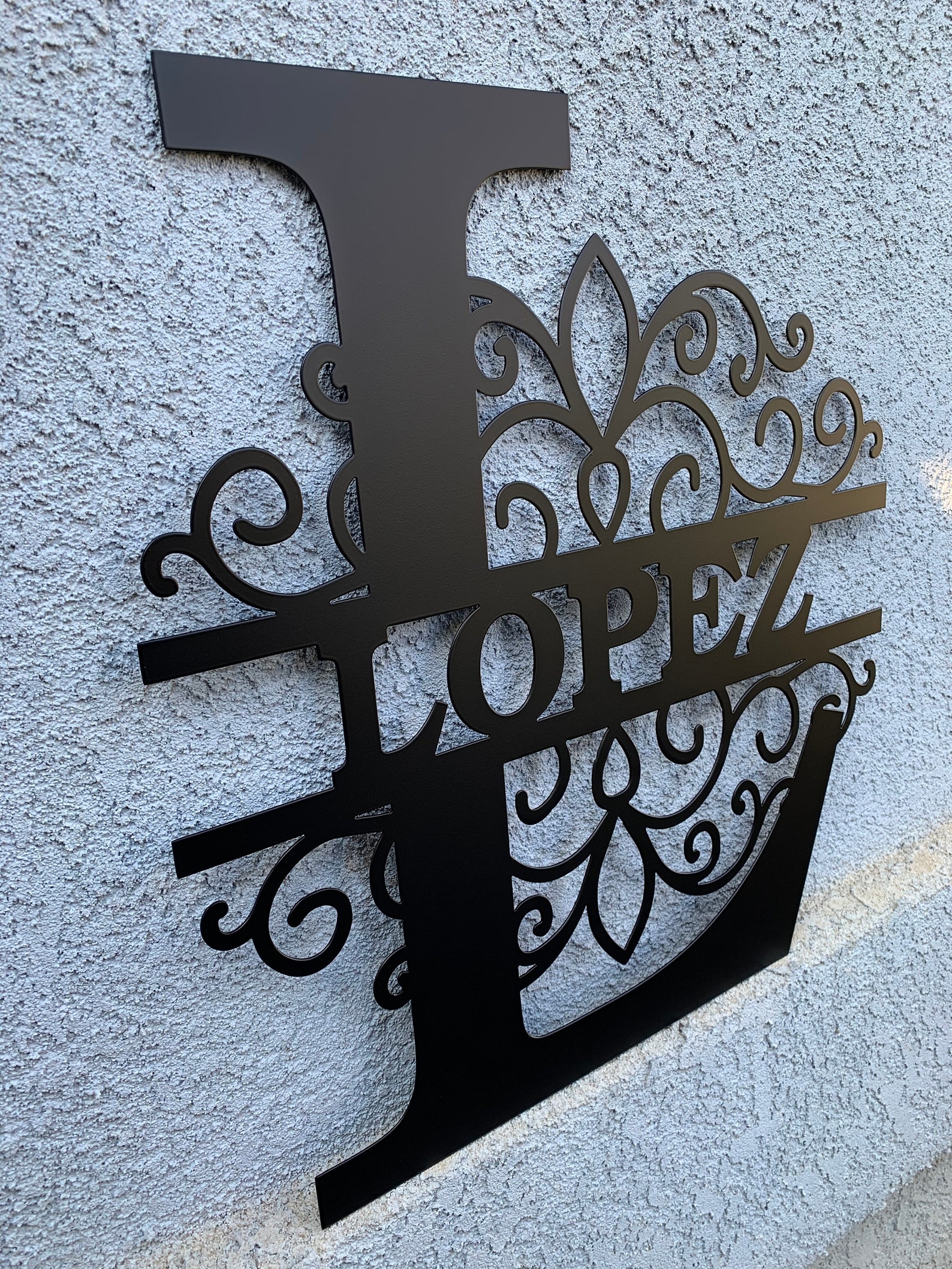 Filigree Split Metal Name Monogram Sign - Etsy