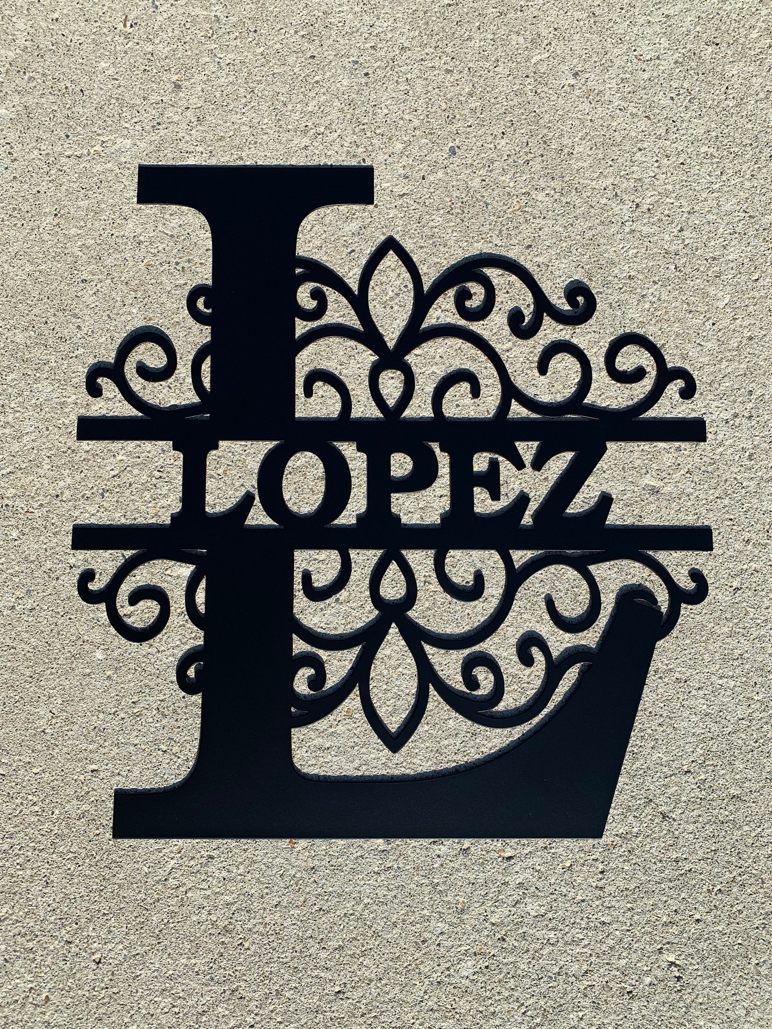 Filigree Split Metal Name Monogram Sign - Etsy