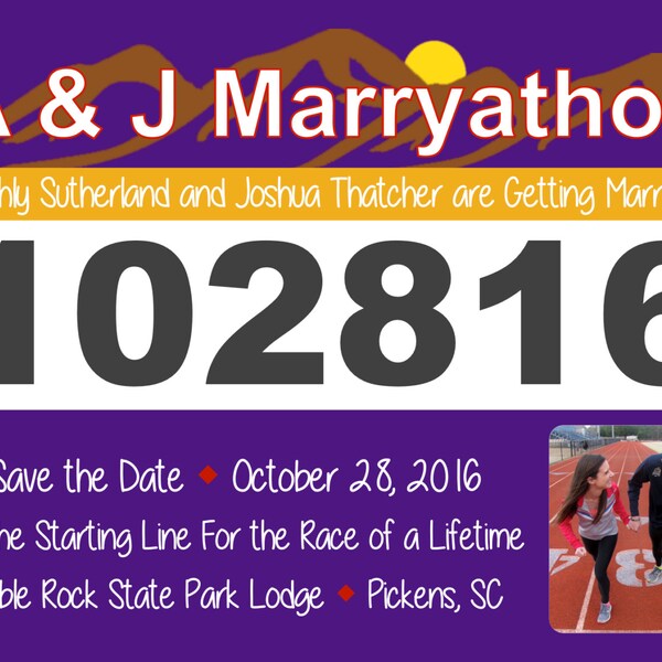 Runner Race Bib Save the Date Wedding Invitation - Etsy