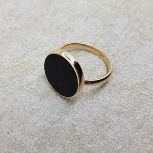 14K Gold Black Onyx Ring, Solid Gold Minimalist Onyx Statement Ring ...