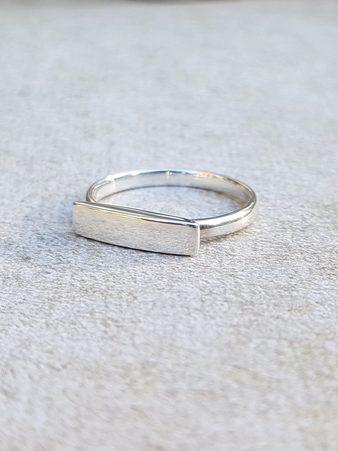 Bar Silver Ring for Women, Rectangle Flat Top Sterling Silver Ring ...