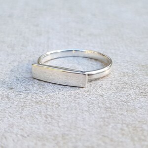 Bar Silver Ring for Women, Rectangle Flat Top Sterling Silver Ring ...