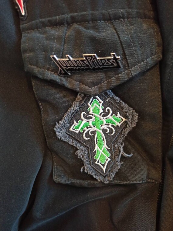 Gothic cross, vintage 90s patch, two versions green c… - Gem