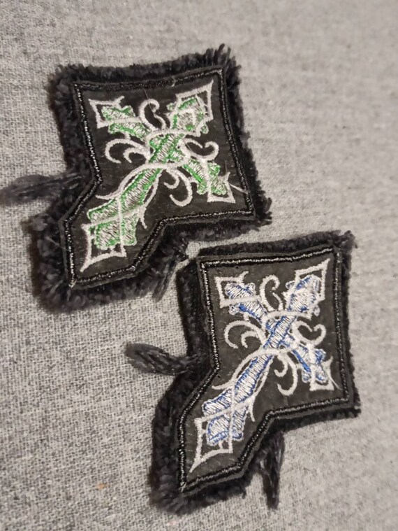 Gothic cross, vintage 90s patch, two versions green c… - Gem