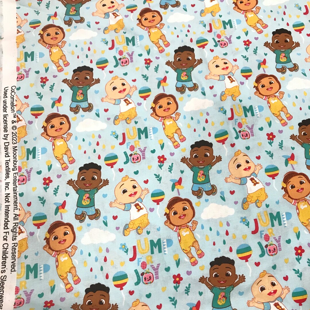 1/2 METRE - Licensed Cocomelon Blue Cotton Fabric - 100% Cotton Fabric ...