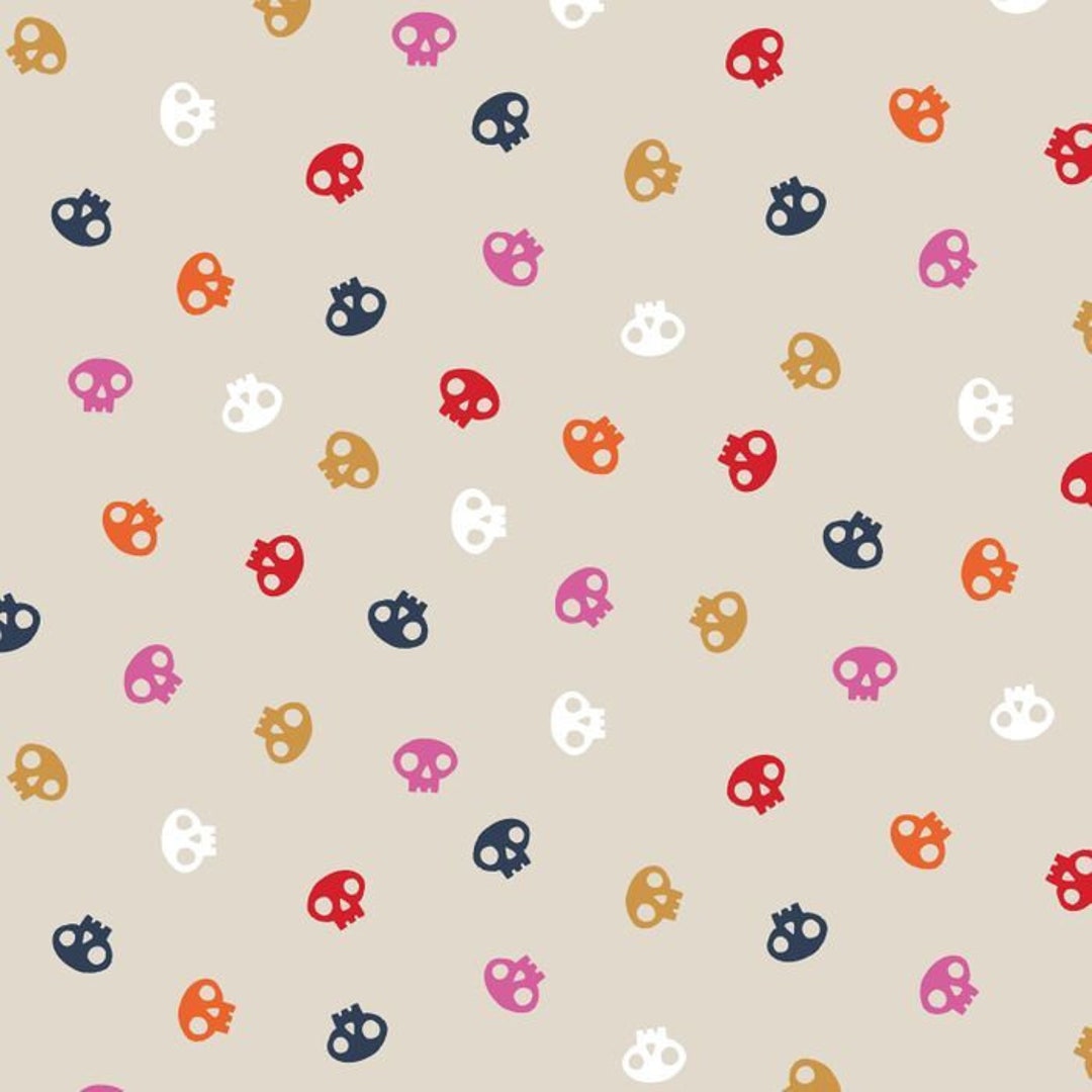 1/2 METRE - Dashwood Full Moon Skull Toss D1883 - Halloween Skull Cute ...