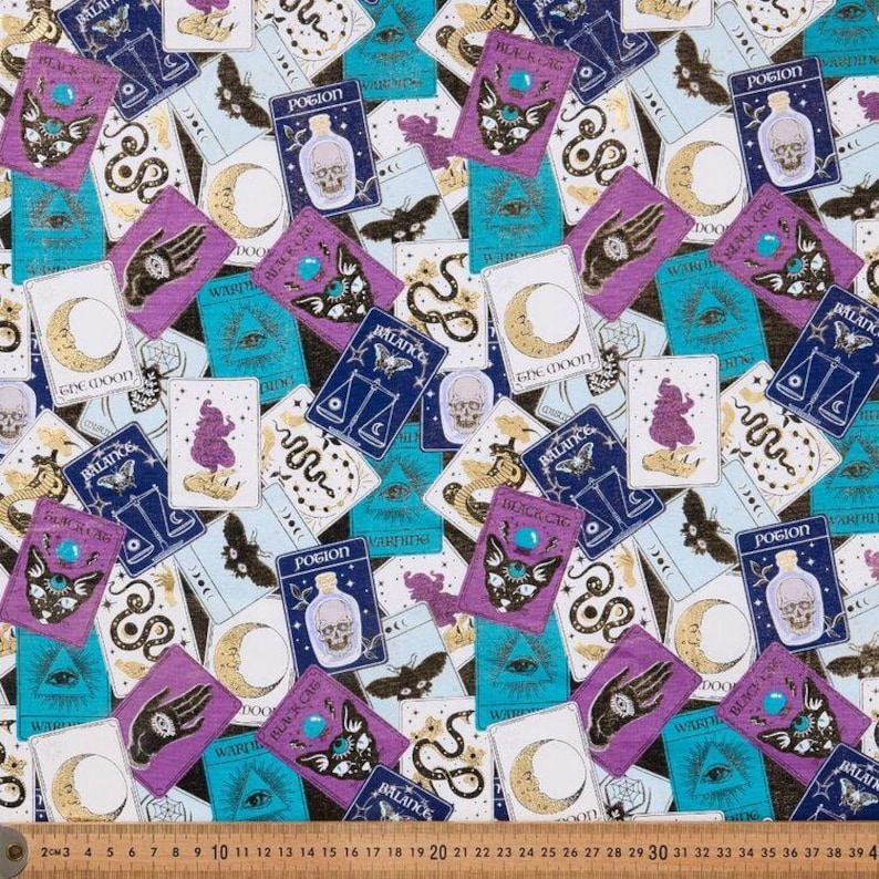 1/2 METRE - Tarot Cards Printed Cotton Quilting Fabric - Etsy