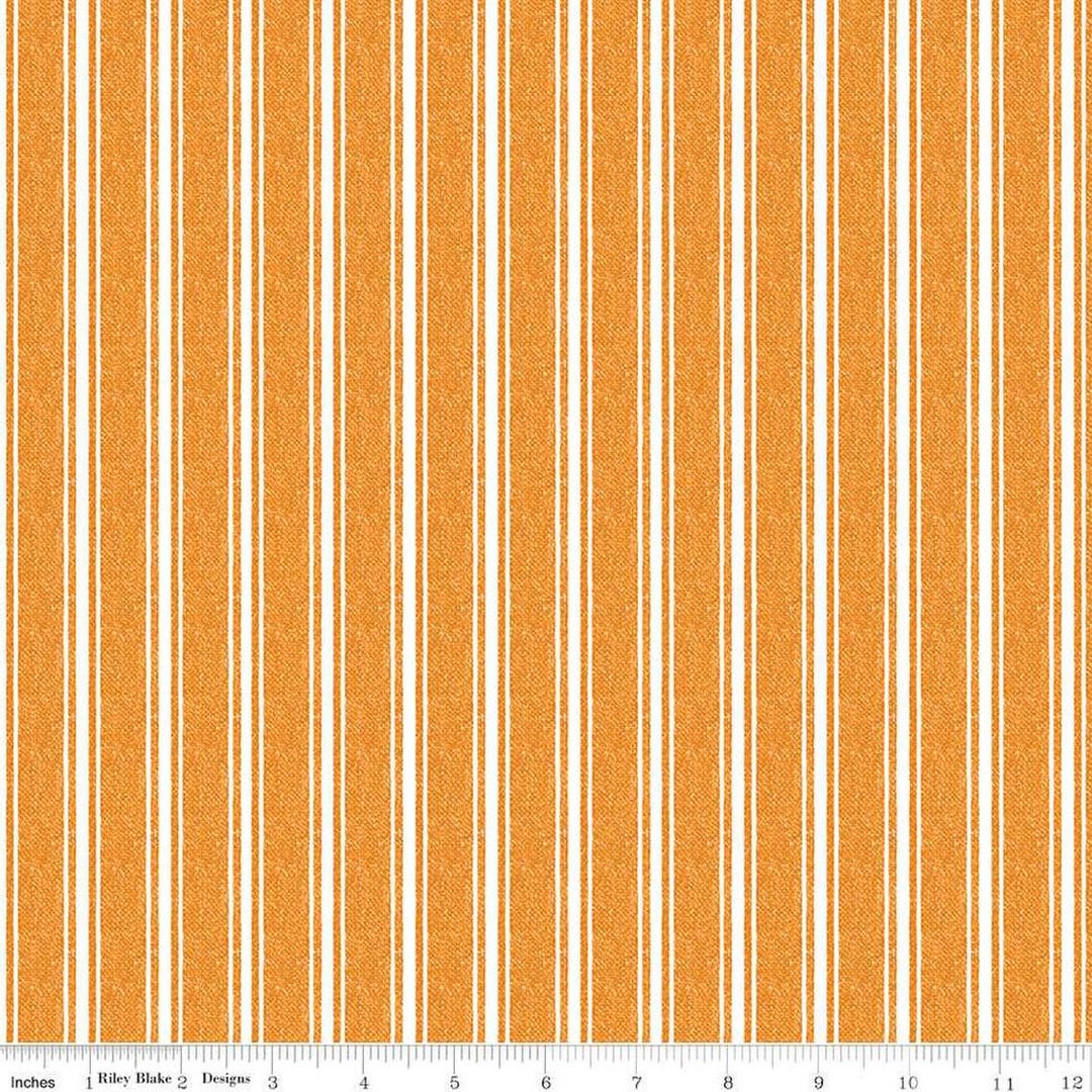 1/2 METRE - Queen of We'en Ticking Texture C13171 Orange - Riley Blake ...