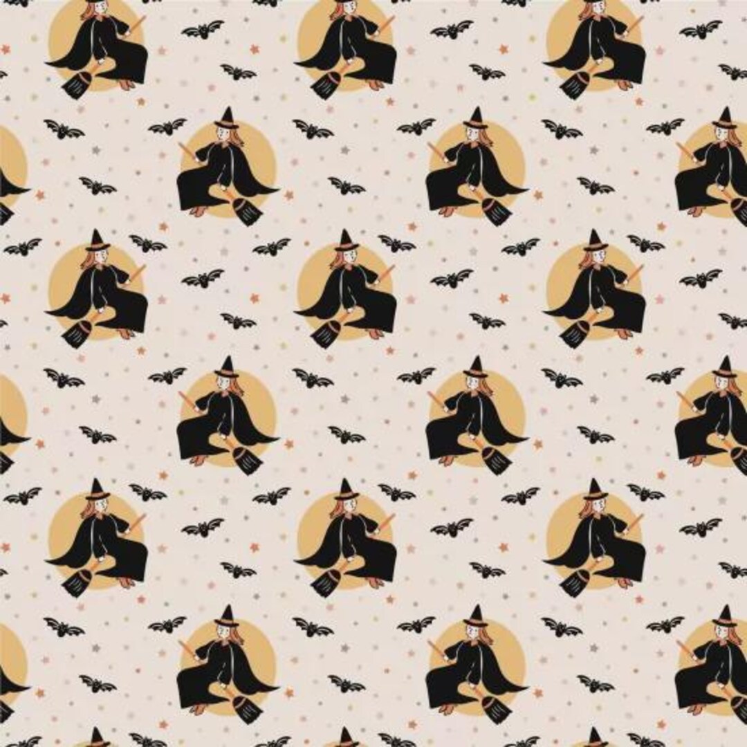 1/2 METRE - Sweet Tooth Little Witch Natural ST24320 by Poppie Cotton ...