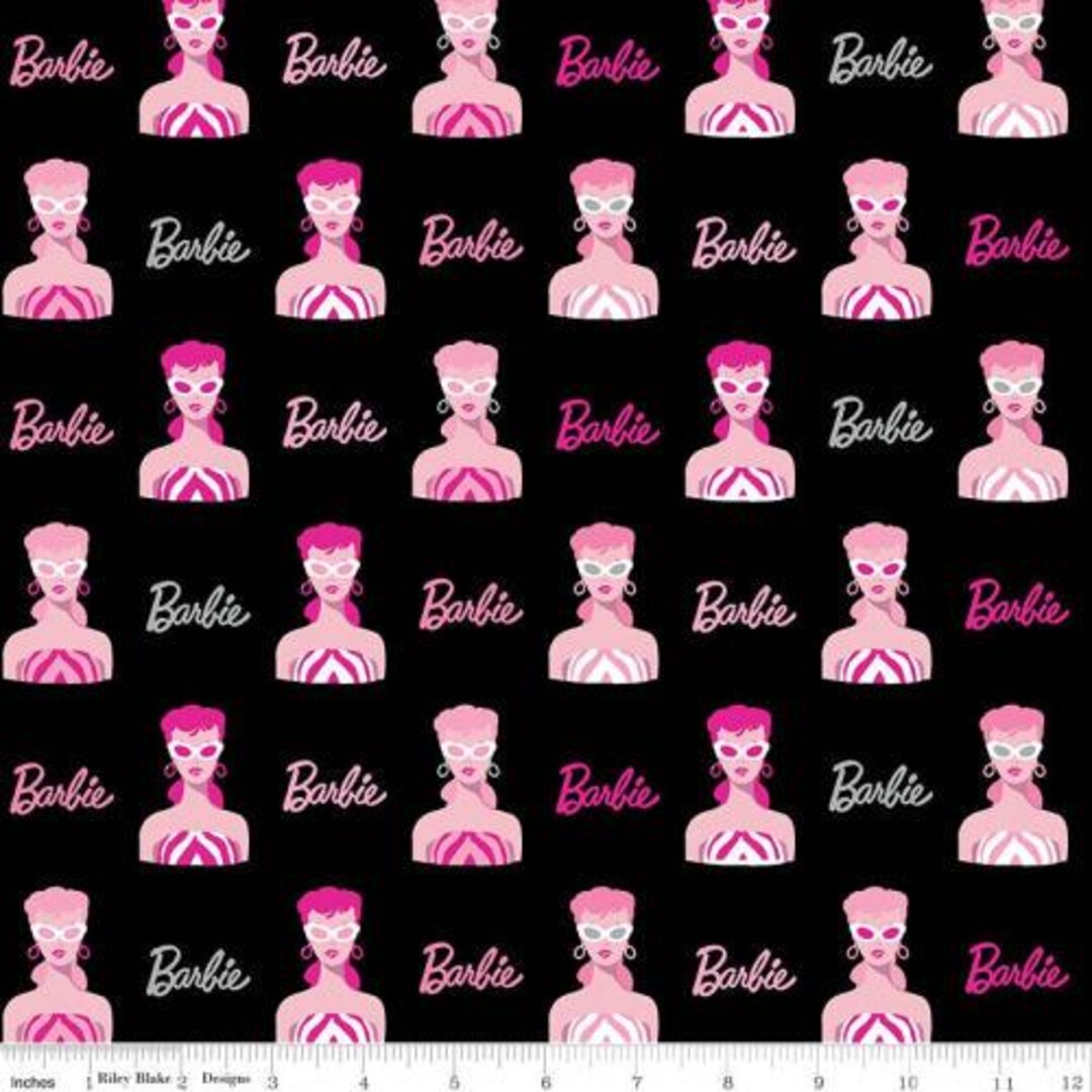 1/2 METRE - Riley Blake Designs - Barbie World Barbie Main Black ...