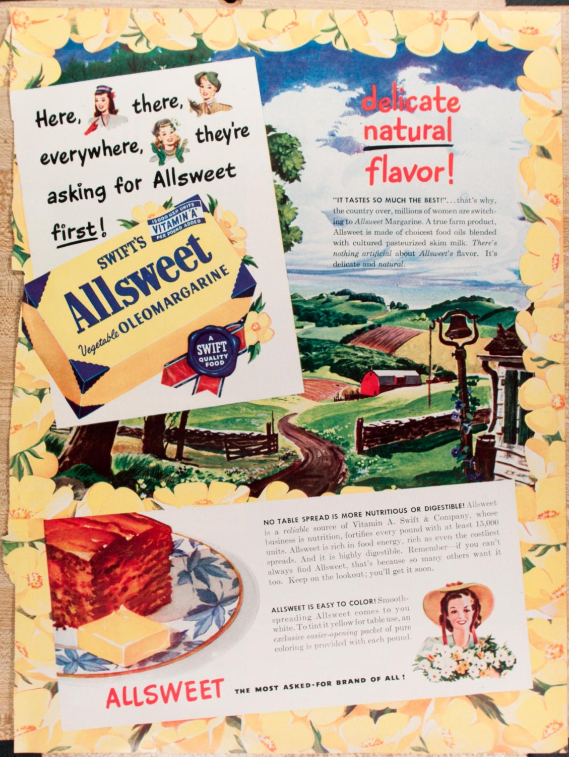 Swift's Allsweet Oleo Margarine Ad From 1947 AD47-37 - Etsy Hong Kong