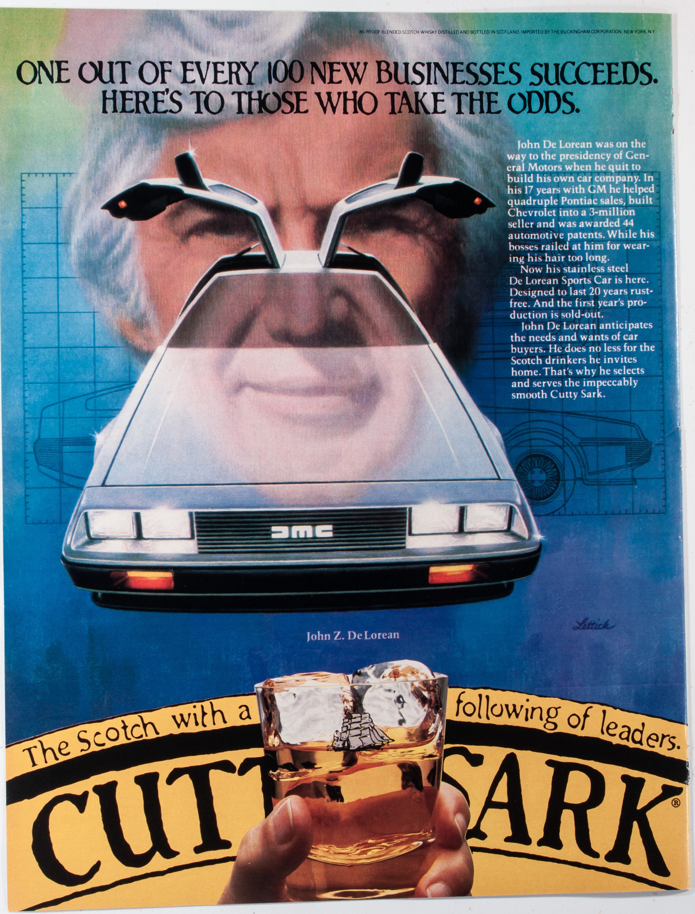 1982 Delorean / Cutty Sark Ad (81-LIF-11) - Etsy UK