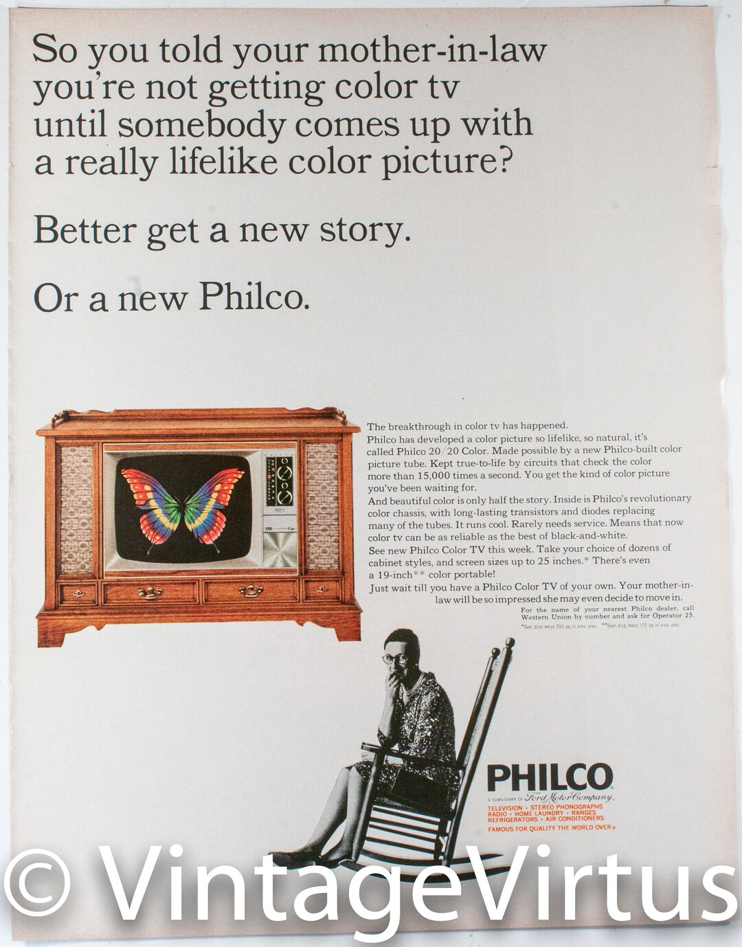 Philco '20-20 Color' TV Ad From 1965 (65LOOK-18) - Etsy