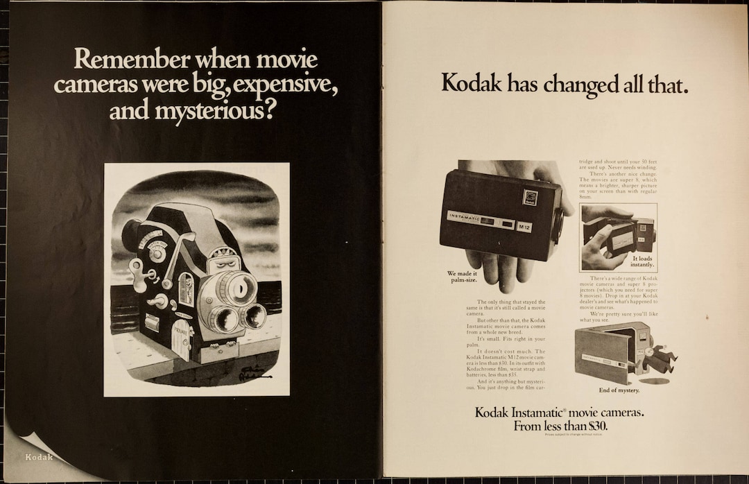 Vintage 1968 Kodak Instamatic Movie Camera Ad (PO-68-227) - Etsy