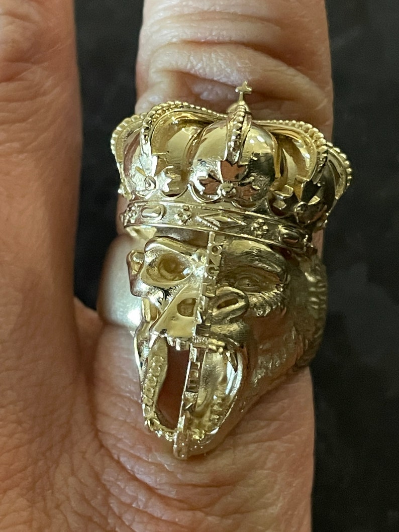 14K Gold King Kong Ring Men's Gorilla Ring With Crown - Etsy