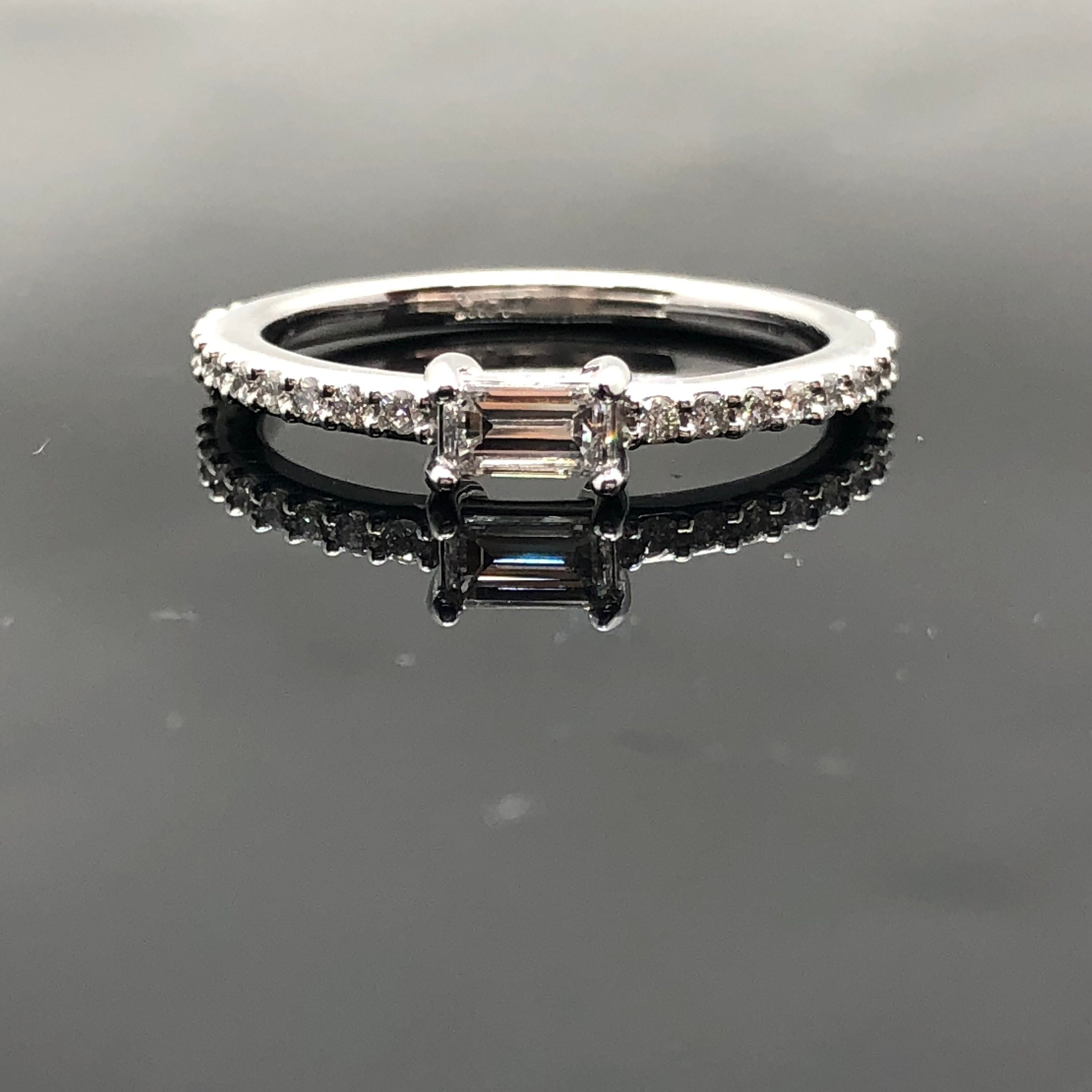 14K White Gold East West Baguette Engagement Ring White Gold | Etsy