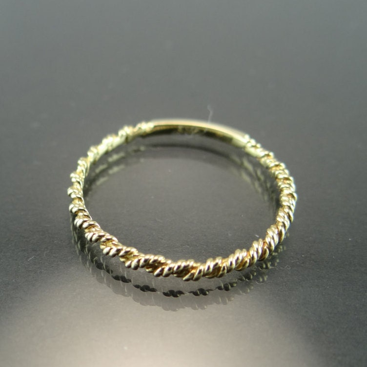 14K Yellow Gold Thin Rope Chain Design Band 14K Yellow Gold | Etsy