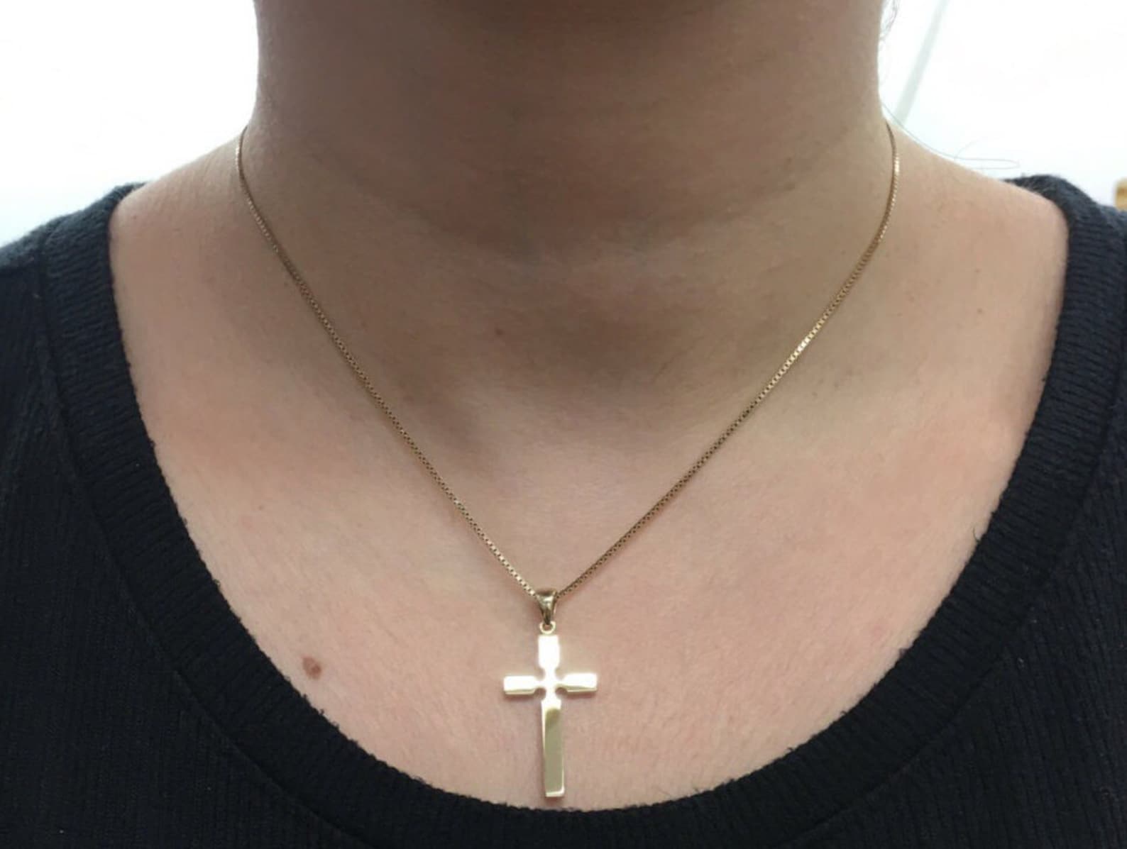 14K Solid Yellow Gold Cross Pendant- 14K Yellow Gold Small Cross ...