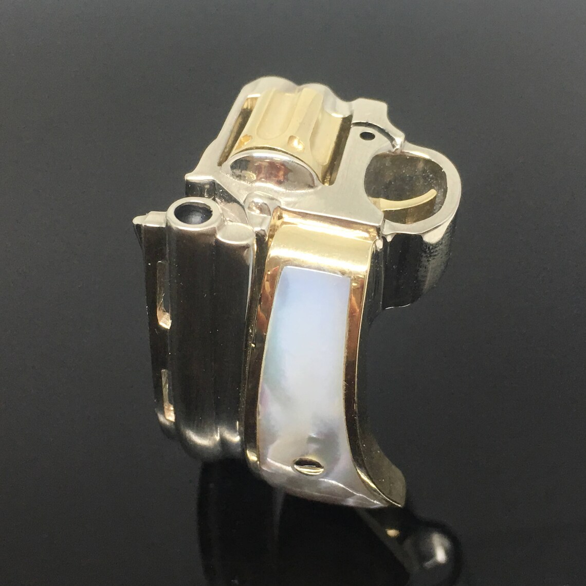 Gun Ring 14K Two Tone Gold Men's Revolver Ring - Etsy