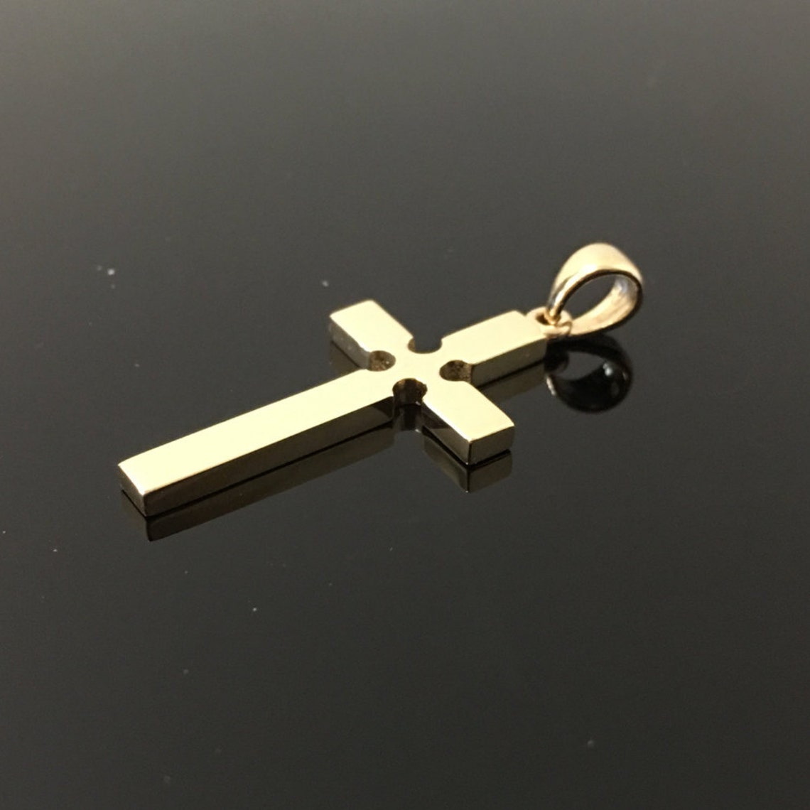 14K Solid Yellow Gold Cross Pendant 14K Yellow Gold Small - Etsy