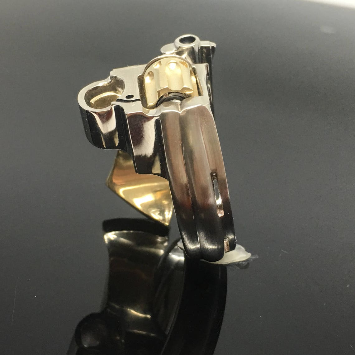 Gun Ring 14K Two Tone Gold Men's Revolver Ring | Etsy