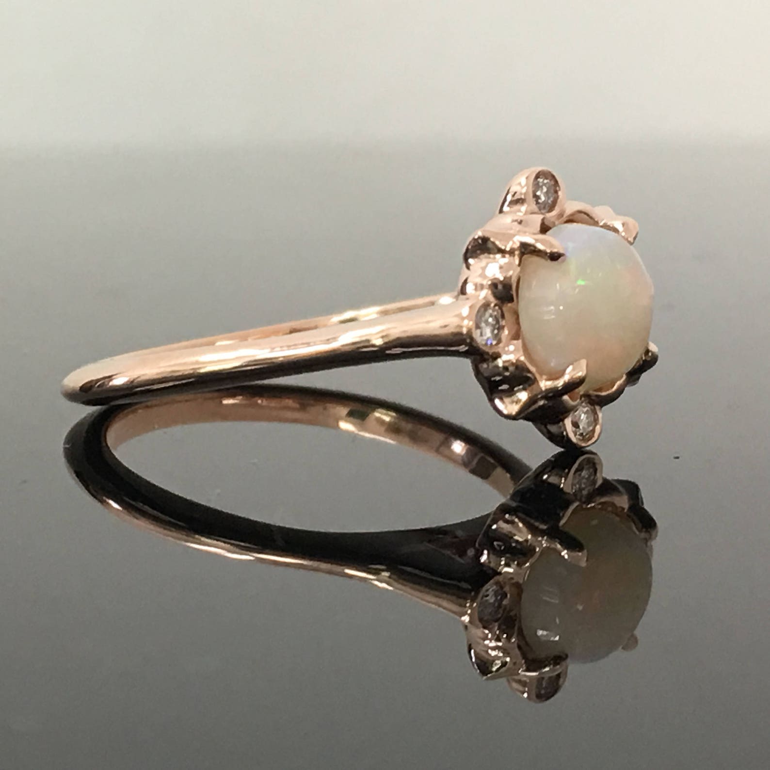 Rose Gold Opal Engagement Ring 14K Rose Gold Opal and | Etsy