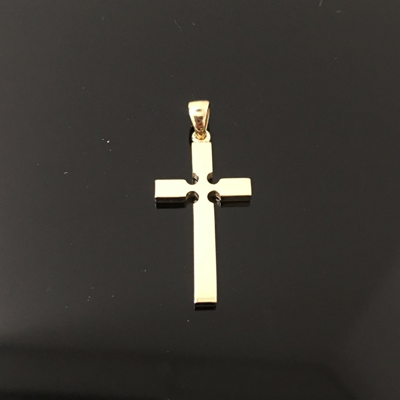 14K Solid Yellow Gold Cross Pendant 14K Yellow Gold Small - Etsy